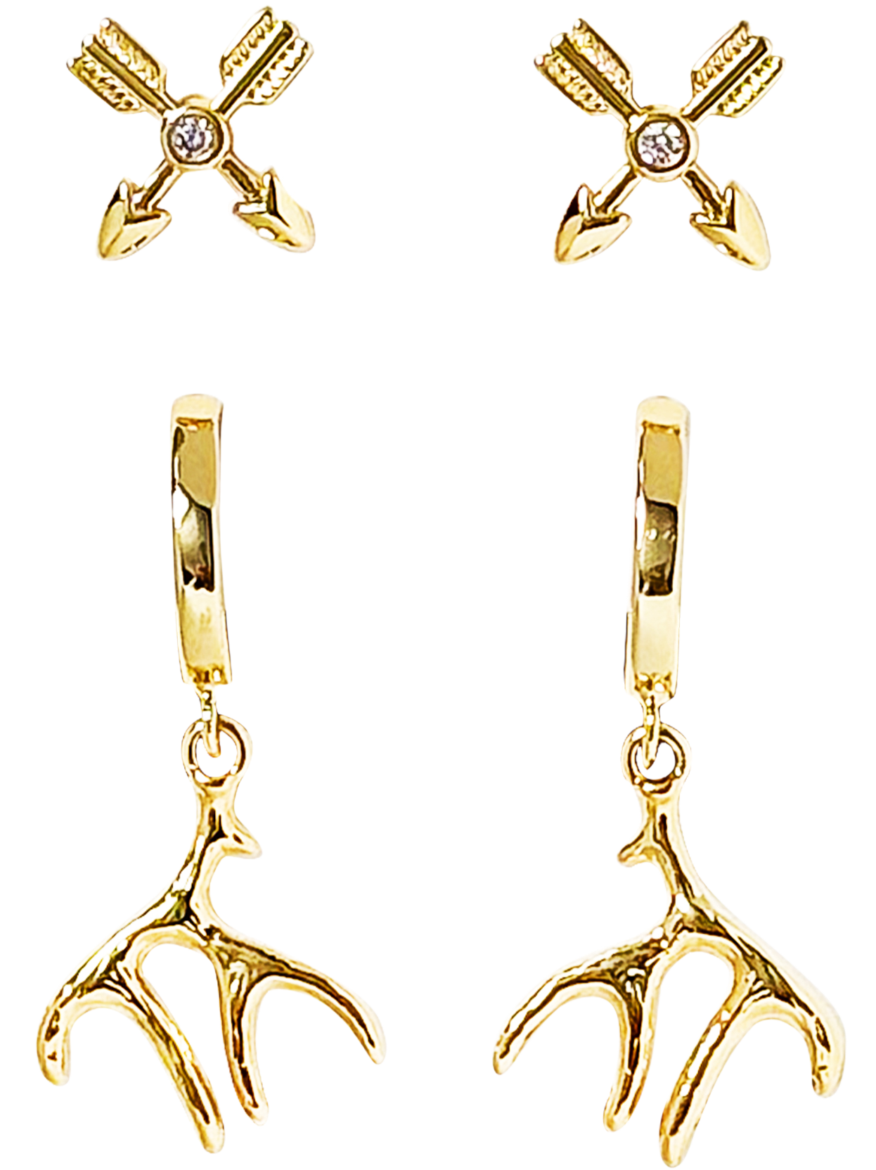 Amanda Blu CZ Antler and Arrow Gold Earring Set | Bass Pro Shops